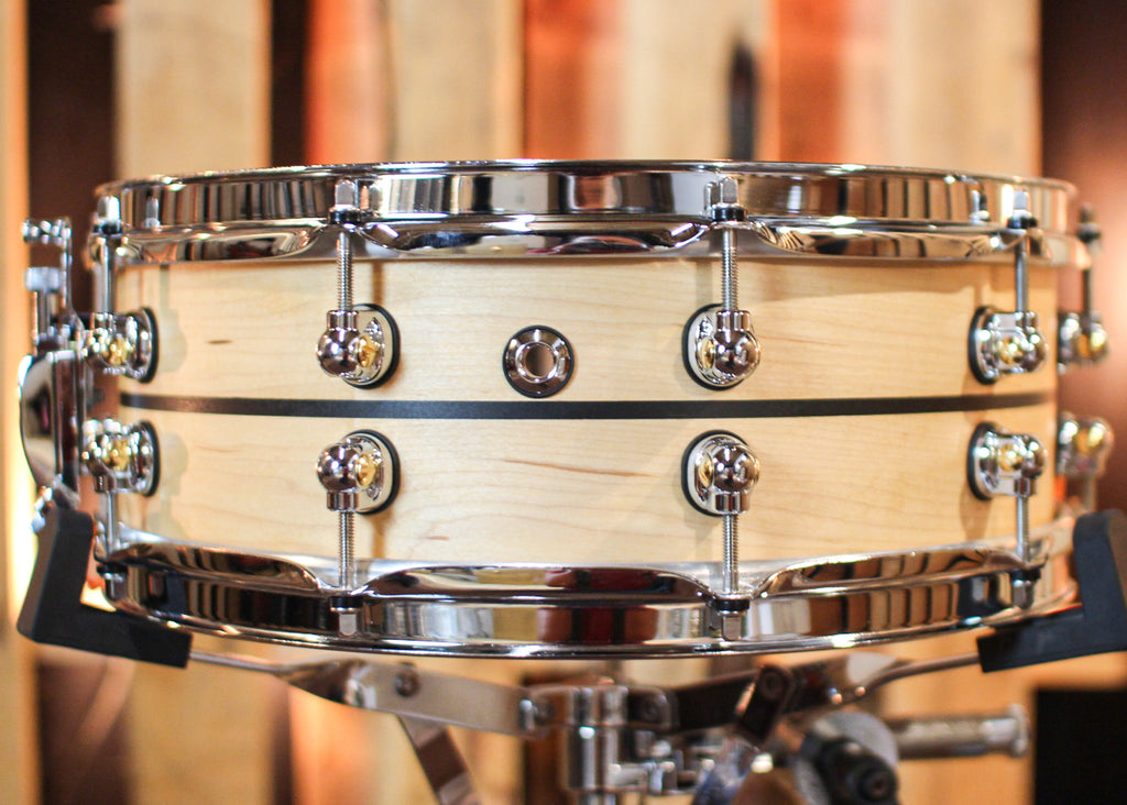 Pearl 14x5 Music City Custom Solid Maple Ebony Center Inlay Snare Drum ...